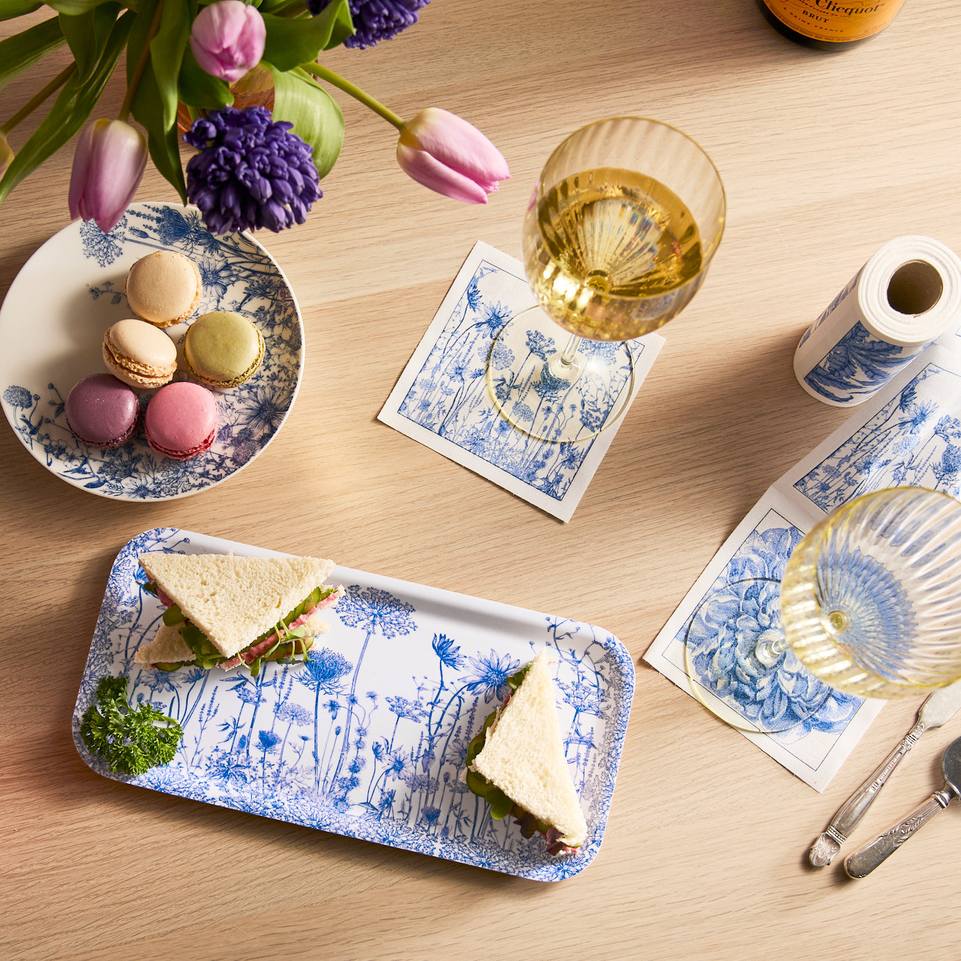 The Caskata Summer Blues Small Rectangular Birchwood Tray artfully ...