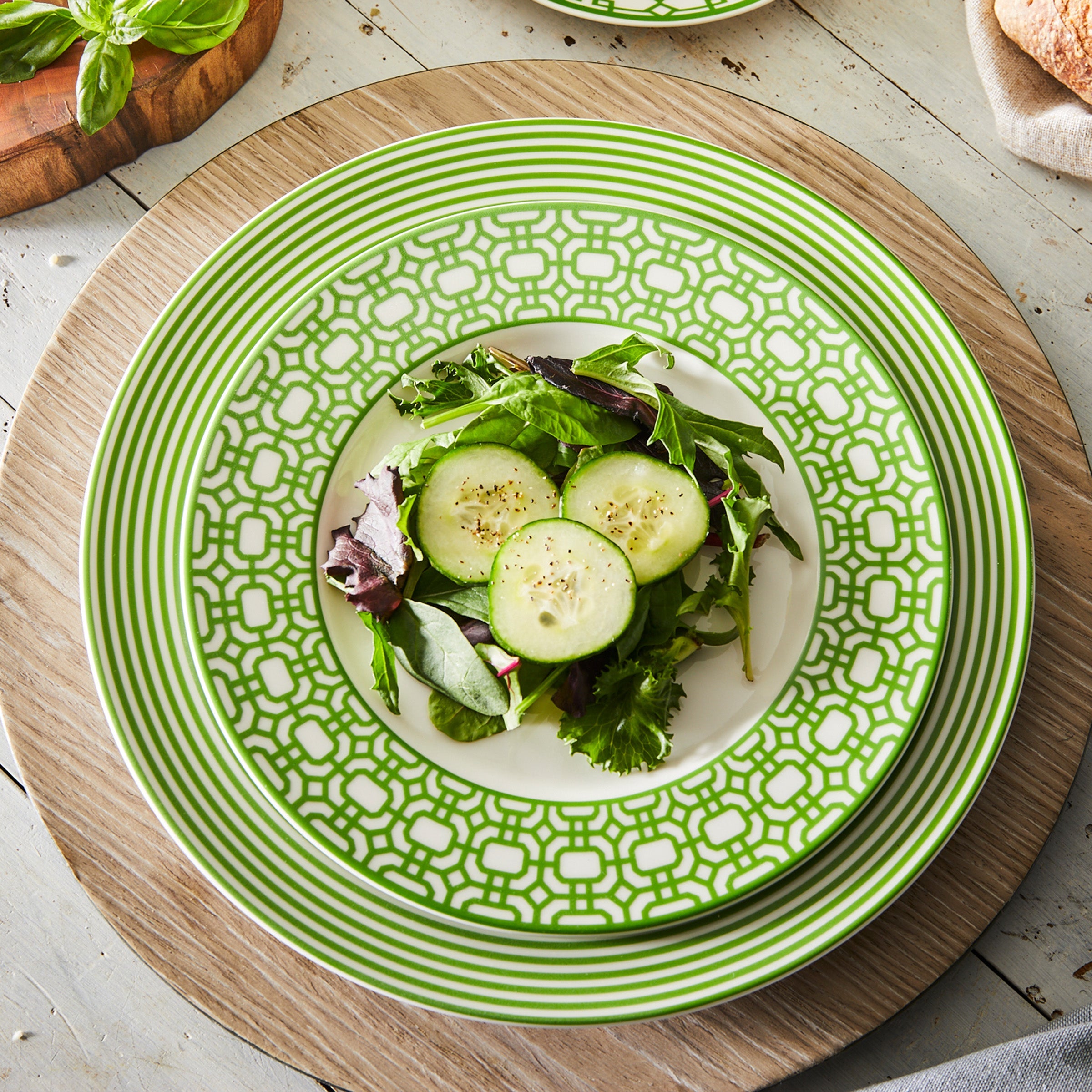 Newport Garden Gate Verde Rimmed Salad Plate